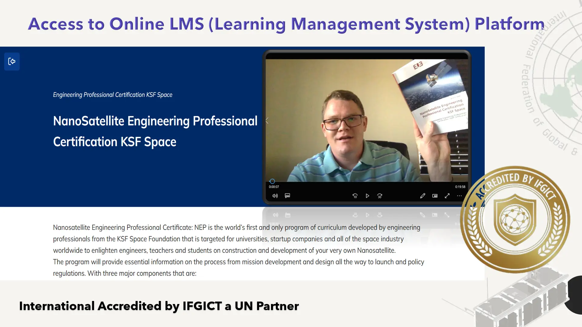 Small Satellite SmallSat Professional Course Certificate KSF Space
